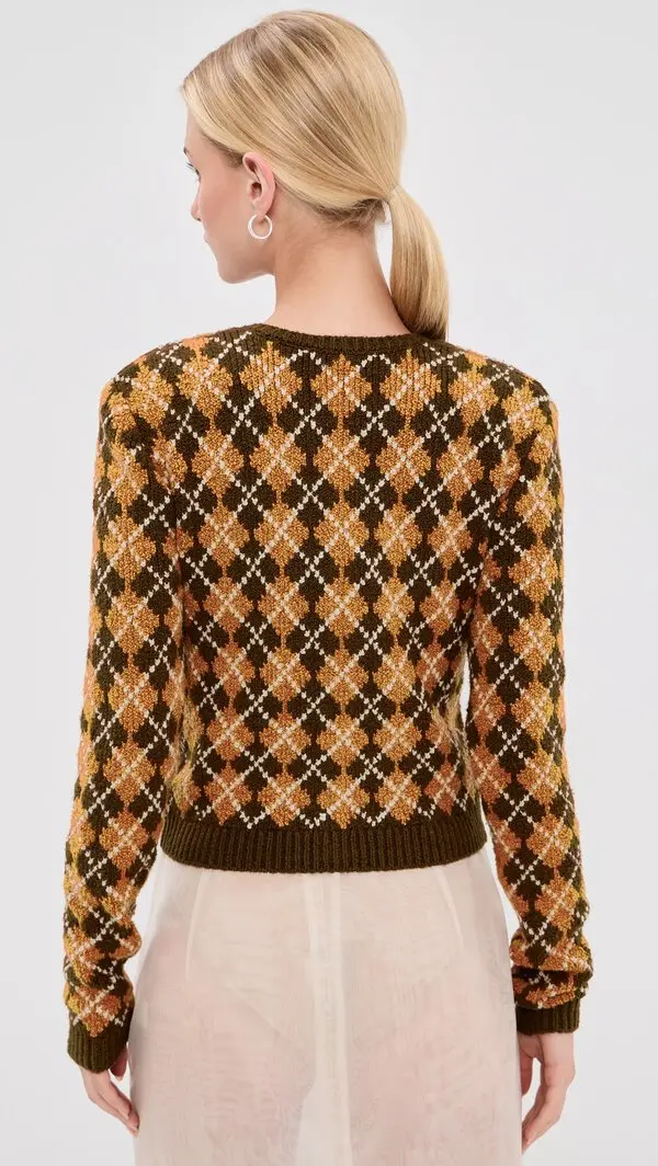 Acne Studios Bouclé Argyle Knit Cardigan
