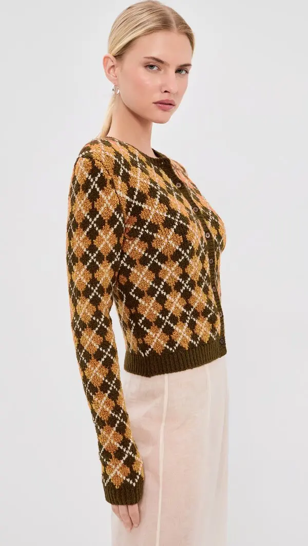 Acne Studios Bouclé Argyle Knit Cardigan