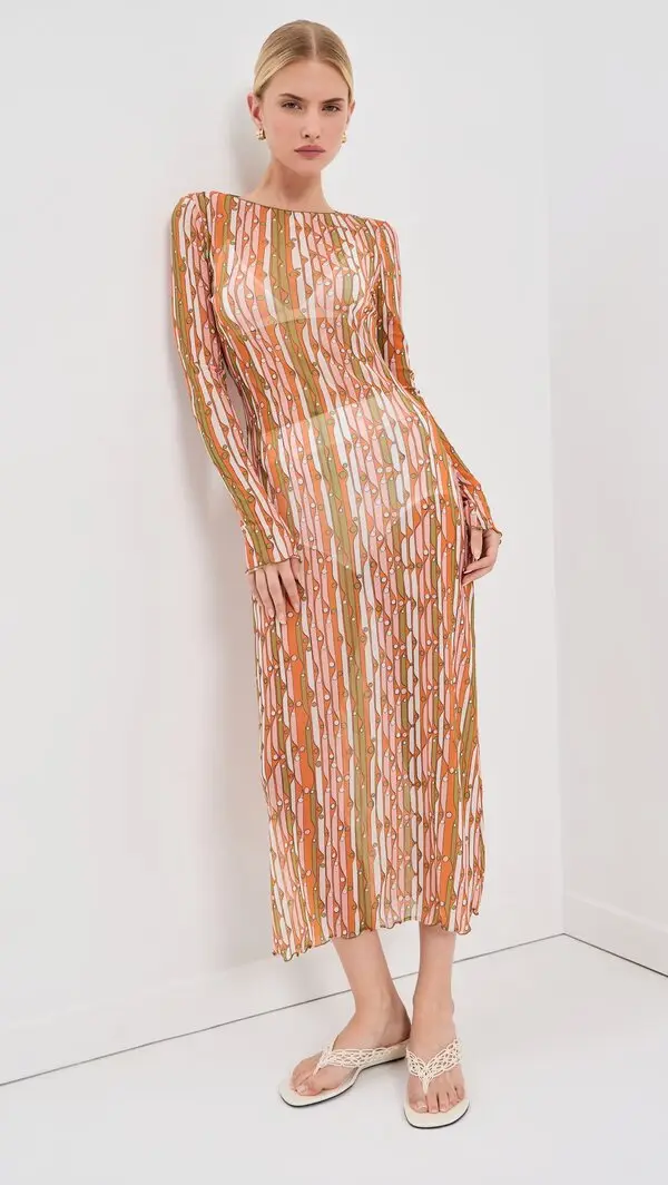 La DoubleJ Slinky Swing" Mesh Maxi Dress