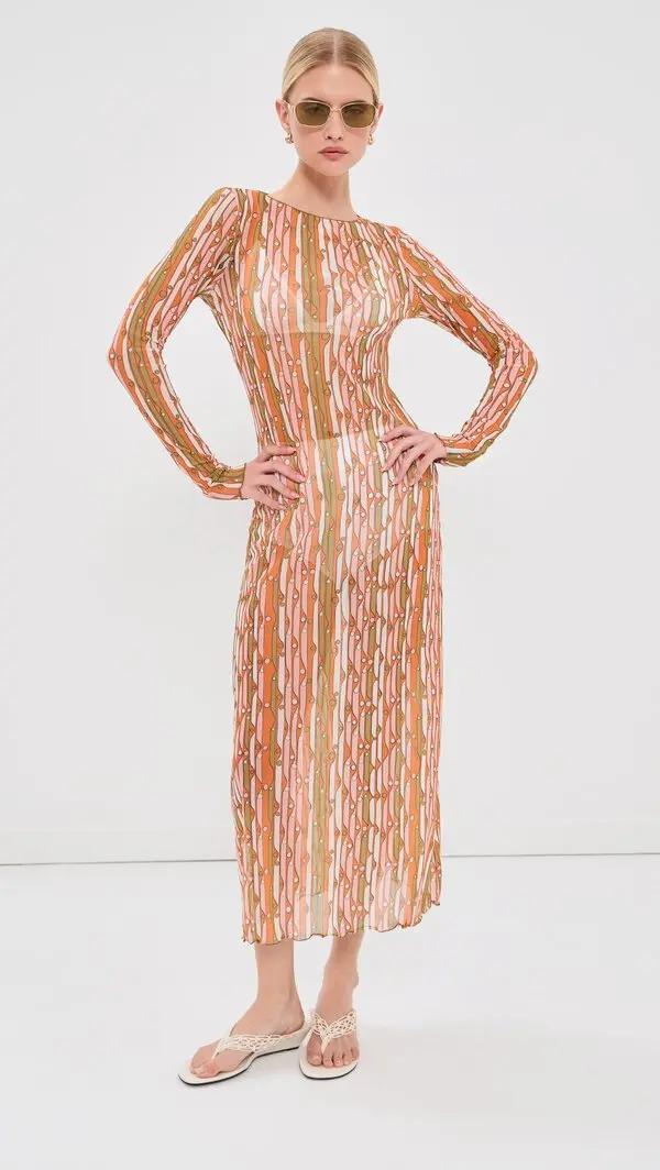 La DoubleJ Slinky Swing" Mesh Maxi Dress