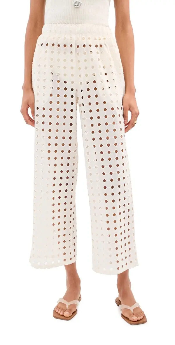 LE BOP Riviera Cropped Eyelet Pants