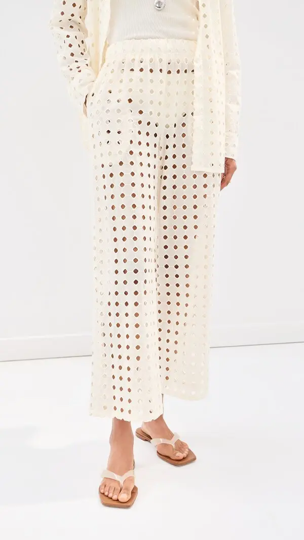LE BOP Riviera Cropped Eyelet Pants