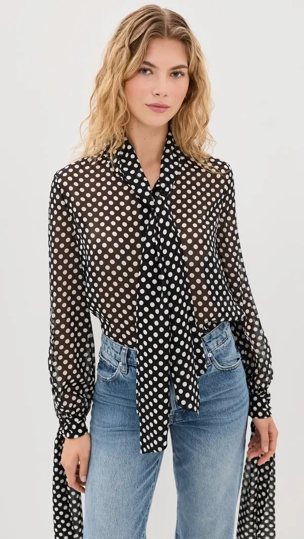 FRAME Polka Dot Cotton Blouse