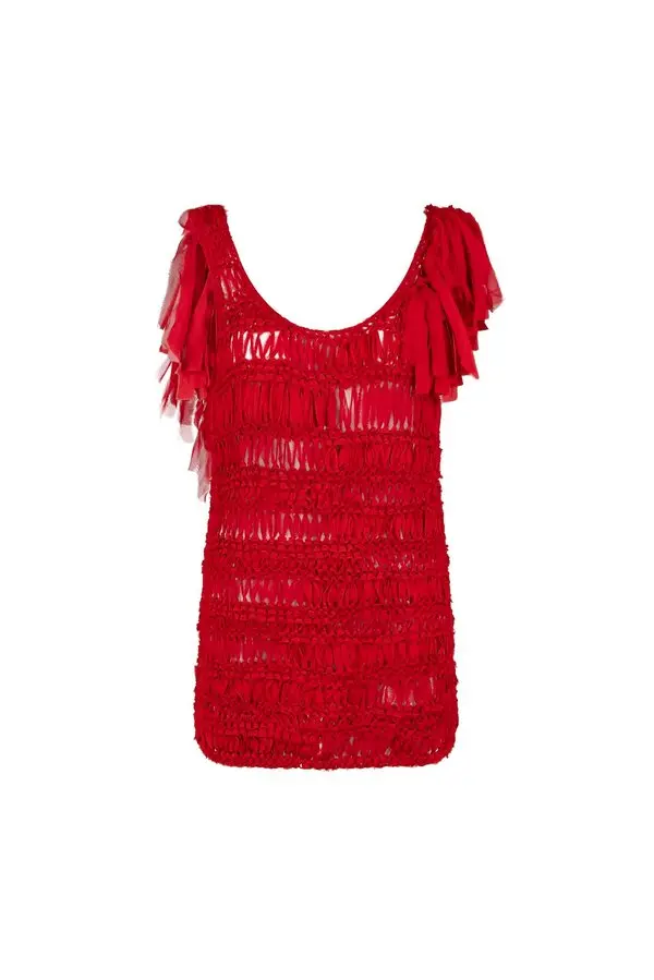 HEIRLOME Juanita Hand-knitted Silk Top With Fringe Detail