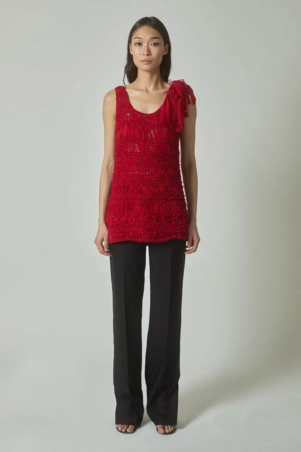 HEIRLOME Juanita Hand-knitted Silk Top With Fringe Detail