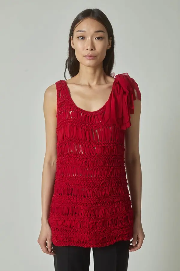 HEIRLOME Juanita Hand-knitted Silk Top With Fringe Detail