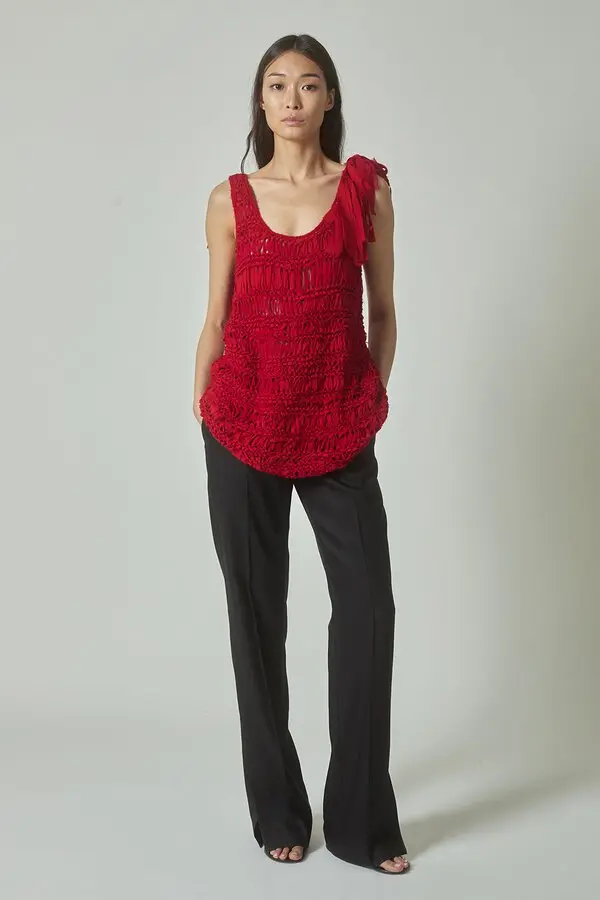 HEIRLOME Juanita Hand-knitted Silk Top With Fringe Detail