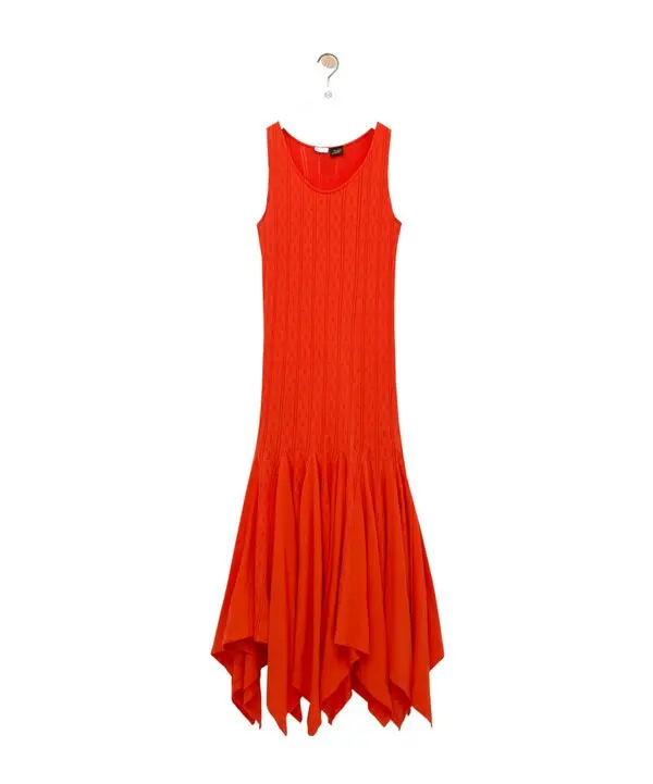 Loewe Ajouré Pointelle Jacquard Dress - Orange