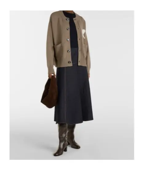 AMI Paris De Cœur Wool And Cotton Cardigan