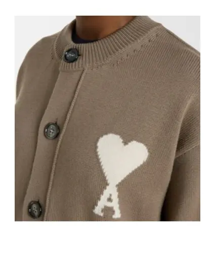 AMI Paris De Cœur Wool And Cotton Cardigan