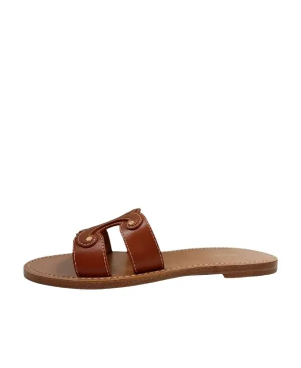 Celine Triomphe Mule In Calfskin - Tan