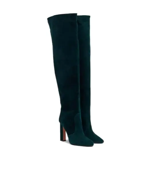 AQUAZZURA Green Suede Tall Boots