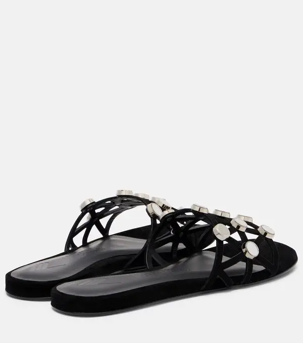 Attico Checkered Suede Flat Slippers