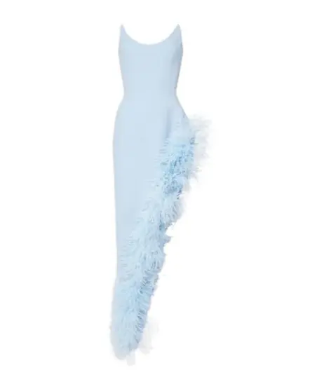 David Koma Asymmetric Feather-trimmed Cocktail Dress