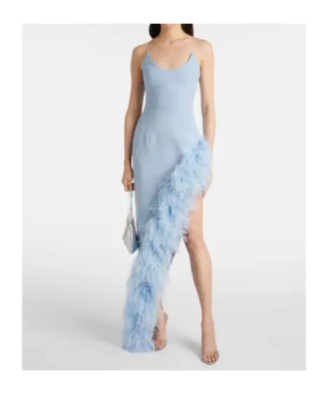 David Koma Asymmetric Feather-trimmed Cocktail Dress