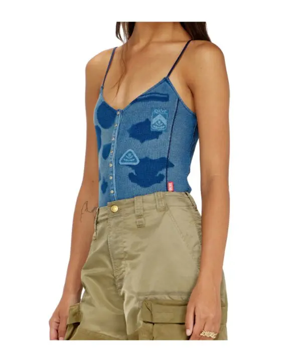 DIESEL® Bodysuit In Ribbed Jersey With Shadow-patch Effects