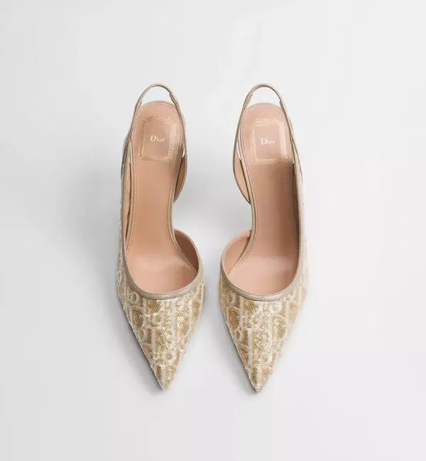 Dior Slingback Pumps With Sequins And Logo Detail