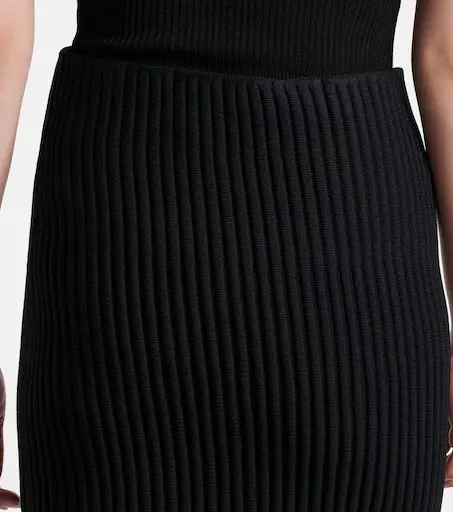 Alaïa Fringed Ribbed-knit Skirt