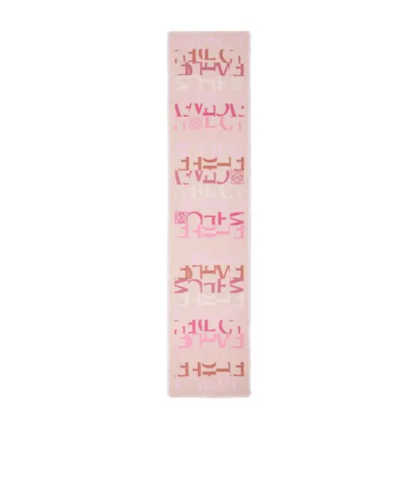 Loewe Logo-pattern Frayed Edge Scarf - Pink