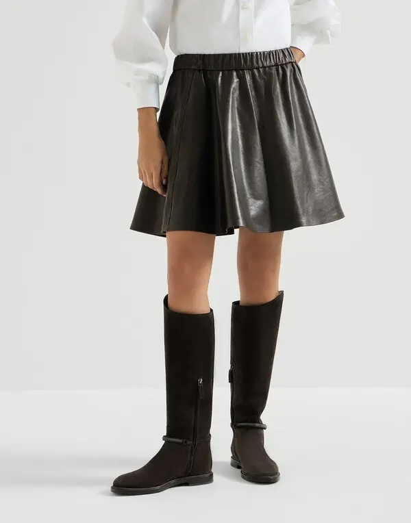 Brunello Cucinelli Polished Nappa-leather Mini Circle Skirt