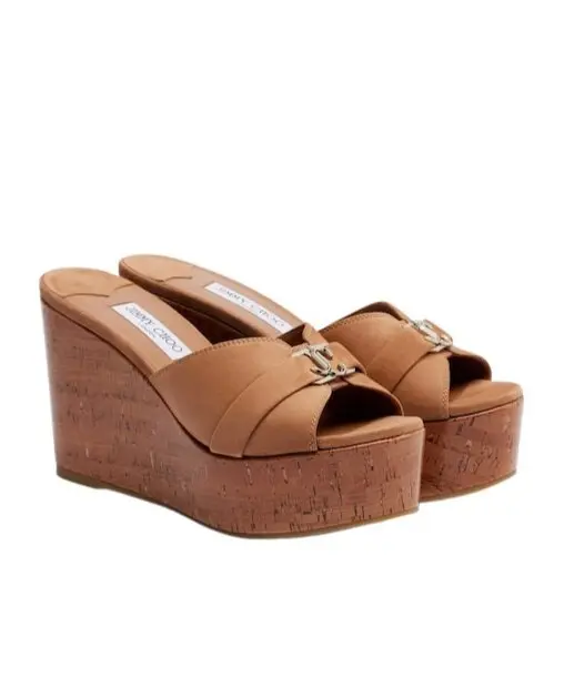 JIMMY CHOO Suede Wedge Mules