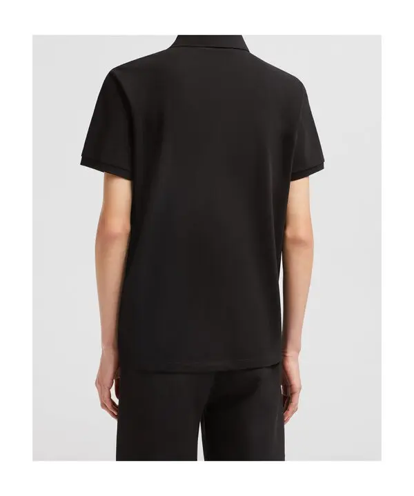 Moncler Year Of The Snake Patch Cotton Piquet Polo Shirt - Black