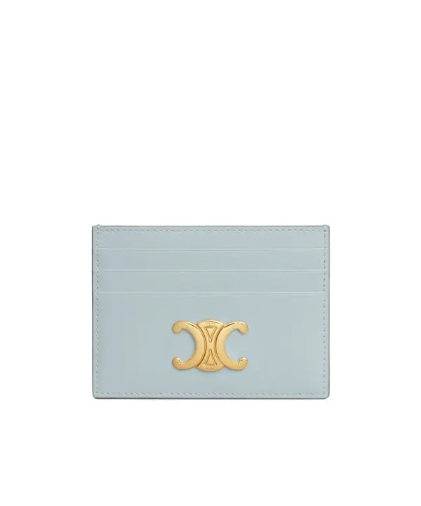 Celine Card Holder Triomphe In Shiny Calfskin - Ice Blue