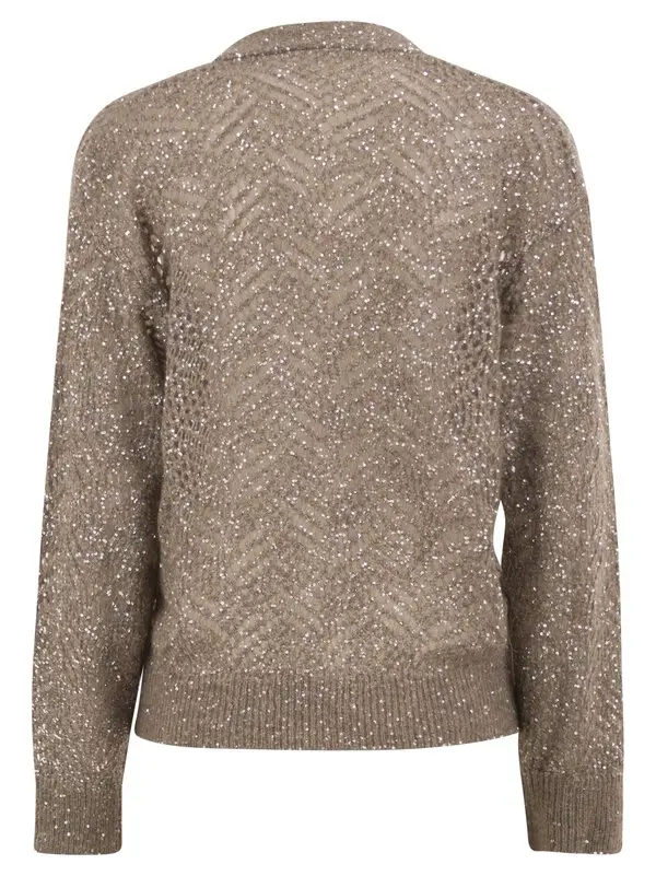 Brunello Cucinelli Openwork Mohair Cardigan With Sequins