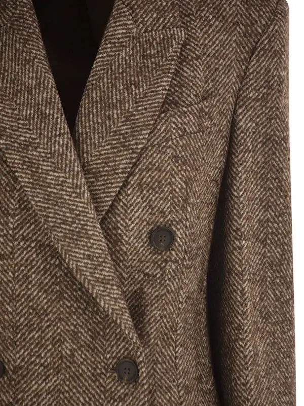 Brunello Cucinelli Double-breasted Wool And Alpaca Herringbone Coat
