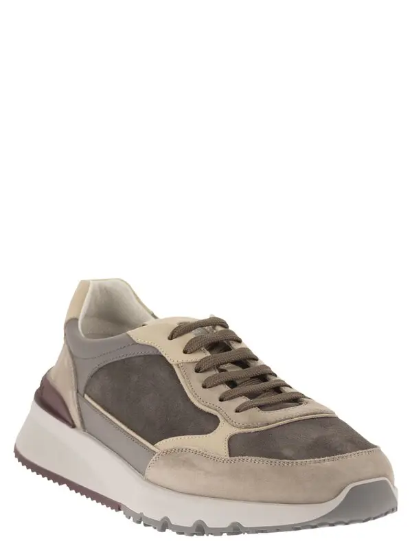 Brunello Cucinelli Multicolour Leather And Suede Runner Sneakers