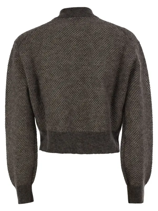 Brunello Cucinelli Openwork Mohair Cardigan With Shimmering Yarn