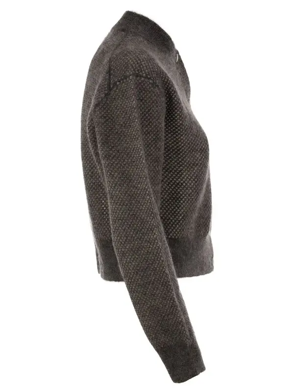 Brunello Cucinelli Openwork Mohair Cardigan With Shimmering Yarn