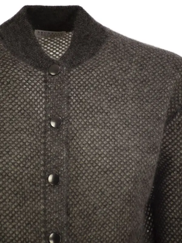 Brunello Cucinelli Openwork Mohair Cardigan With Shimmering Yarn