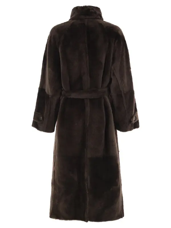 Brunello Cucinelli Long Shearling Coat With Belt
