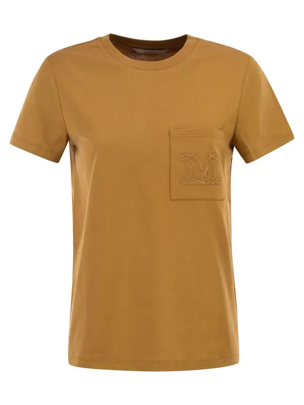 Max Mara Cotton Jersey T-shirt With Monogram Pocket - Multicolor