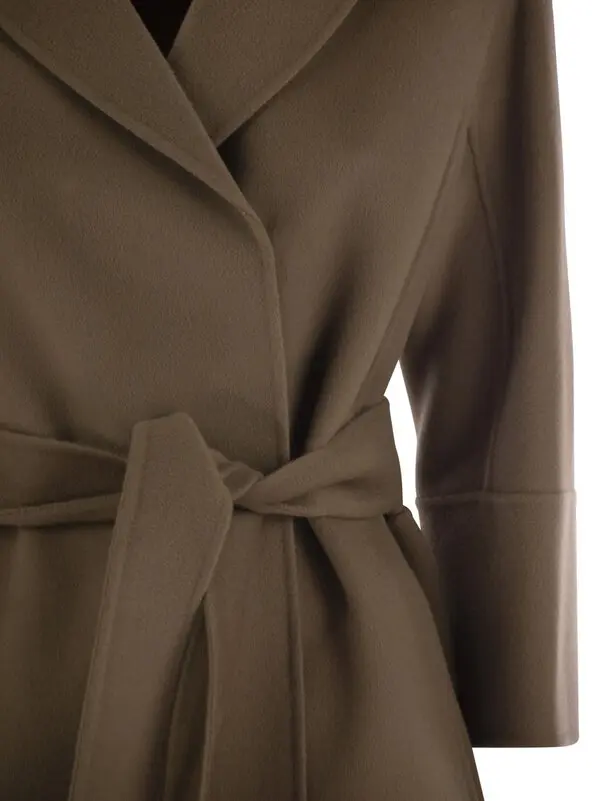 Max Mara Virgin Wool Belted Coat - Brown