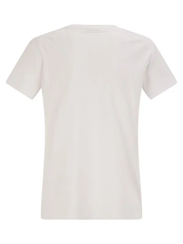 Max Mara Cotton Jersey T-shirt With Embroidered Monogram Pocket - White