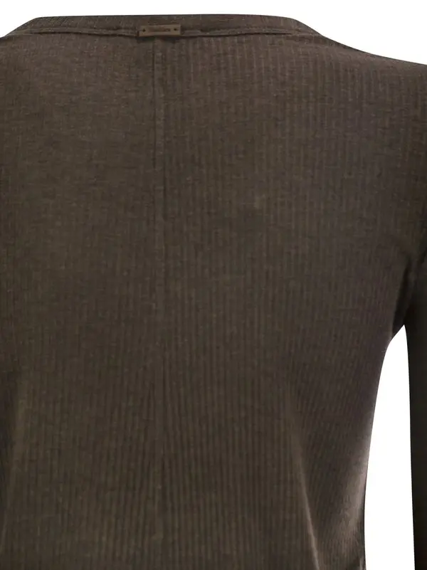 Max Mara Ribbed Lyocell And Silk T-shirt - Brown