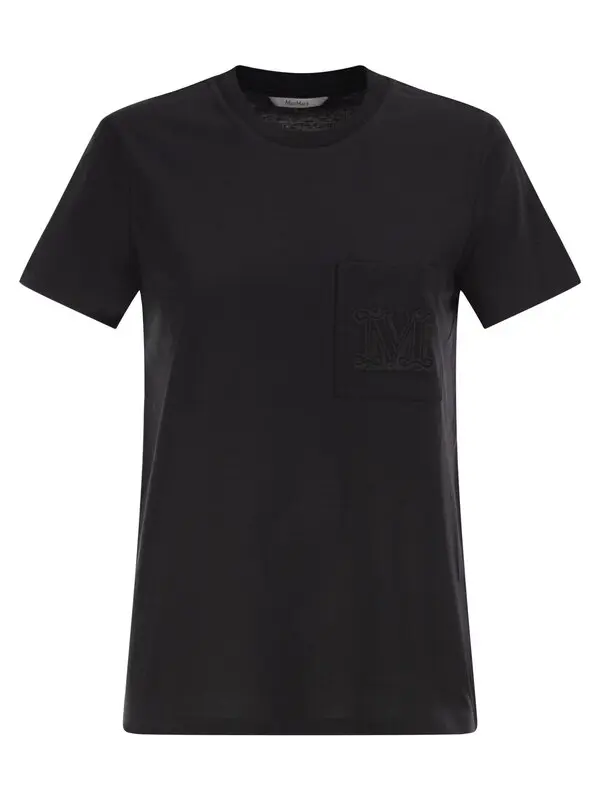 Max Mara Papaia Cotton Jersey T-shirt With Embroidered Monogram - Black
