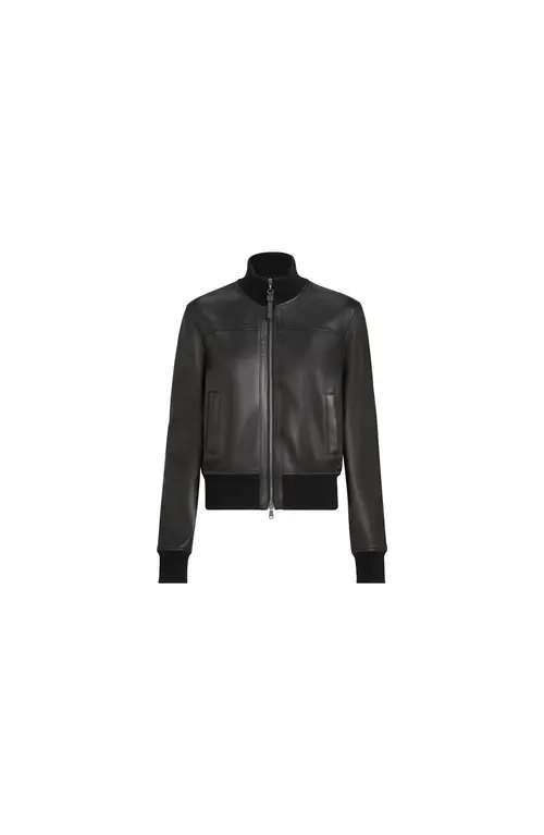 Brunello Cucinelli Nappa Leather Bomber Jacket With Monili Embellishment