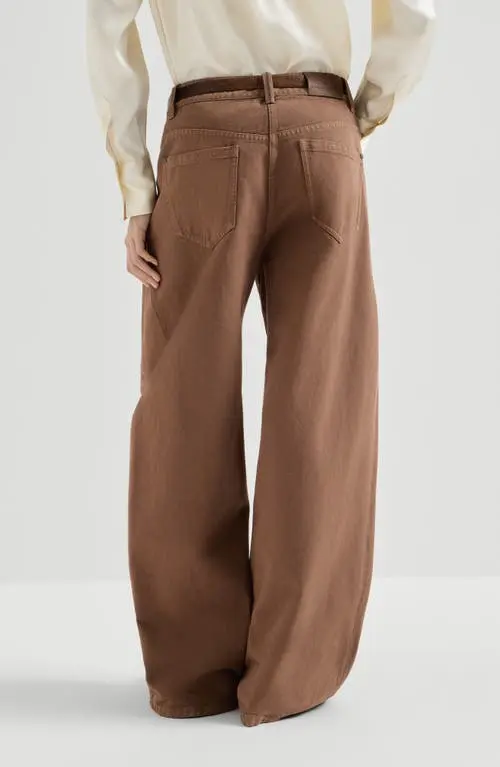 Brunello Cucinelli Dyed Wide Leg Trousers With Monili - Dattero