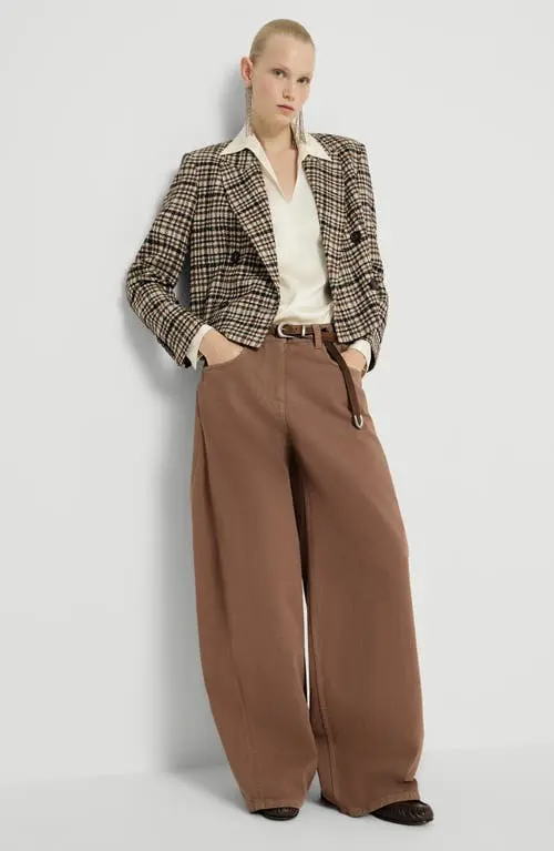 Brunello Cucinelli Dyed Wide Leg Trousers With Monili - Dattero