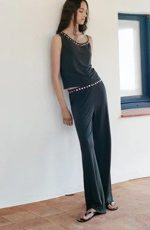 Mango Button Embellished Asymmetric Tank