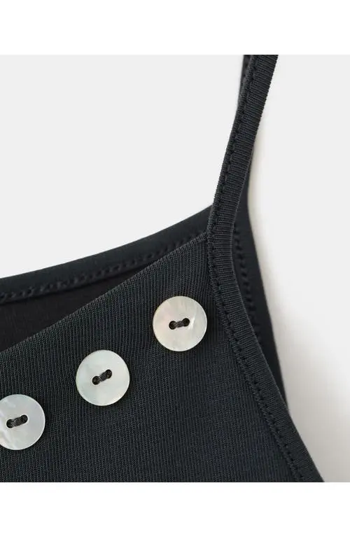 Mango Button Embellished Asymmetric Tank