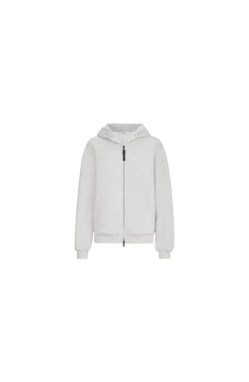 Brunello Cucinelli Cotton Smooth French Terry Zip-up Hoodie - Silver