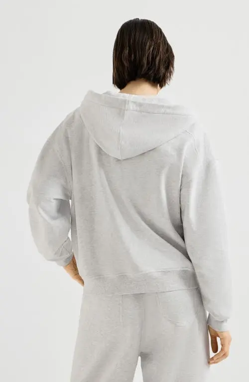 Brunello Cucinelli Cotton Smooth French Terry Zip-up Hoodie - Silver