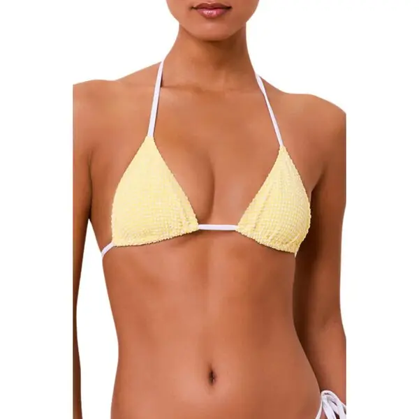 Solid & Striped The Iris Gingham Triangle Bikini Top - Citrina