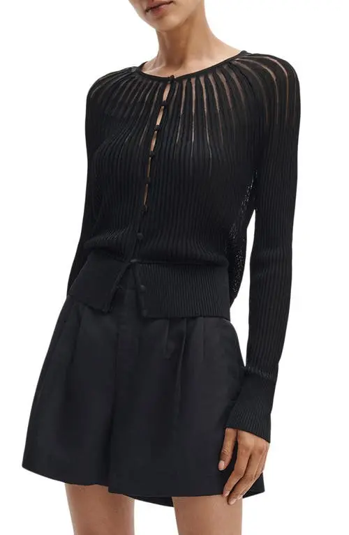 Rag & Bone Aubrey Open Knit Semi Sheer Cardigan - Black