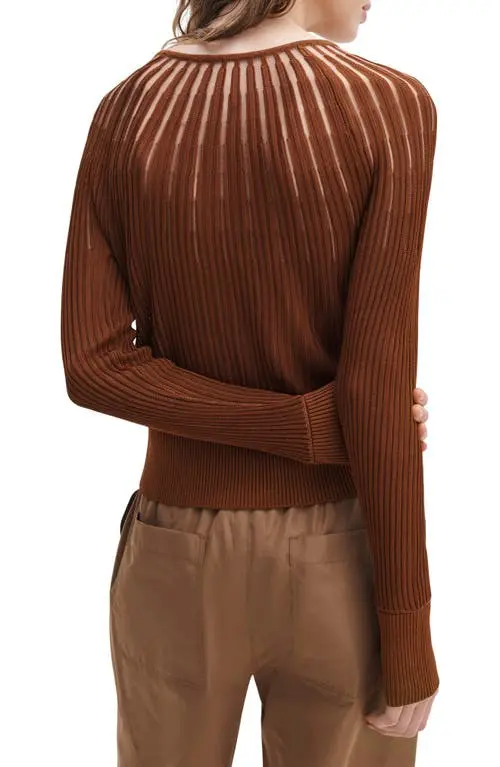 Rag & Bone Aubrey Open Knit Semi Sheer Cardigan - Rust
