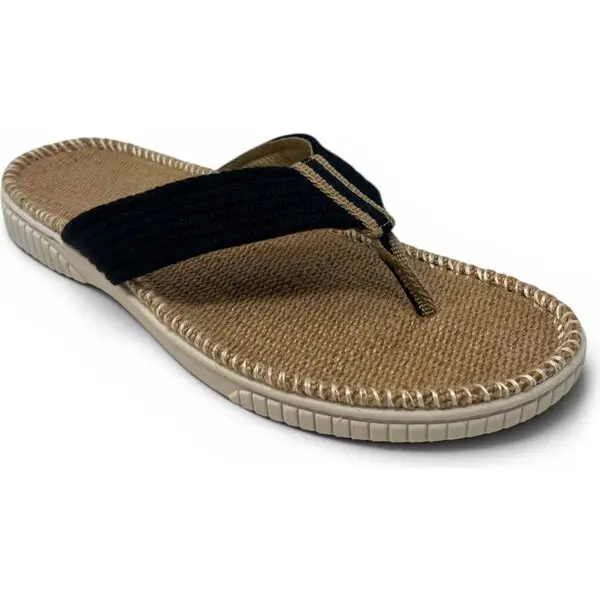 SOLSTITCH Eden Natures Weave Jute Flip Flop Sandals - Black